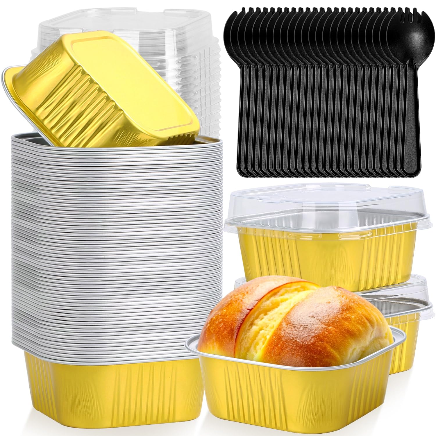 Amazon.com: selizo 60 Pack 5oz Mini Disposable Cake Pans with Lids ...