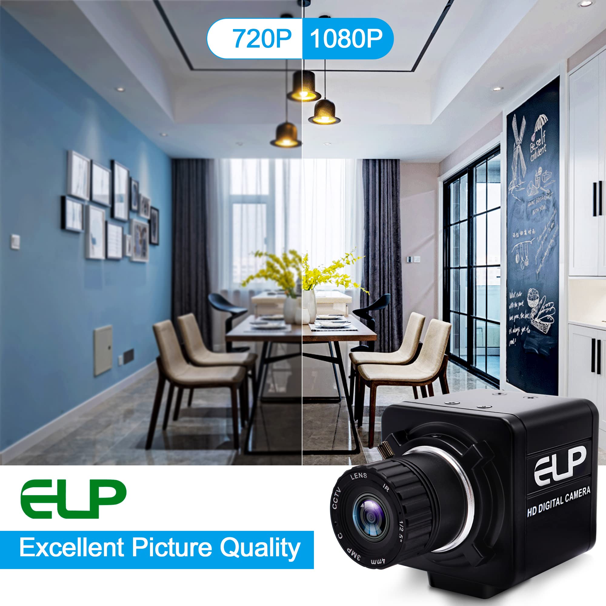 ELP USB Camera Manual Zoom 4mm Lens Prototype Camera 2Megapixel 1080p ...