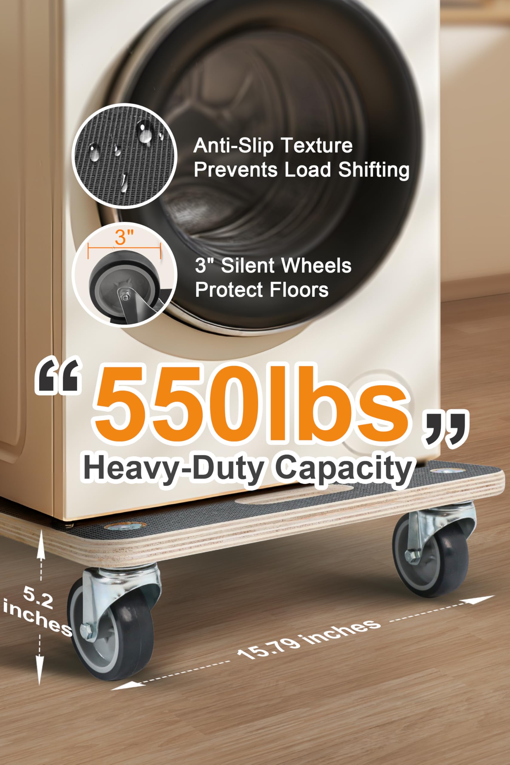 Snapklik.com : (2 Pack) Heavy Duty 551LB Square Moving Dolly - 3" TPR ...