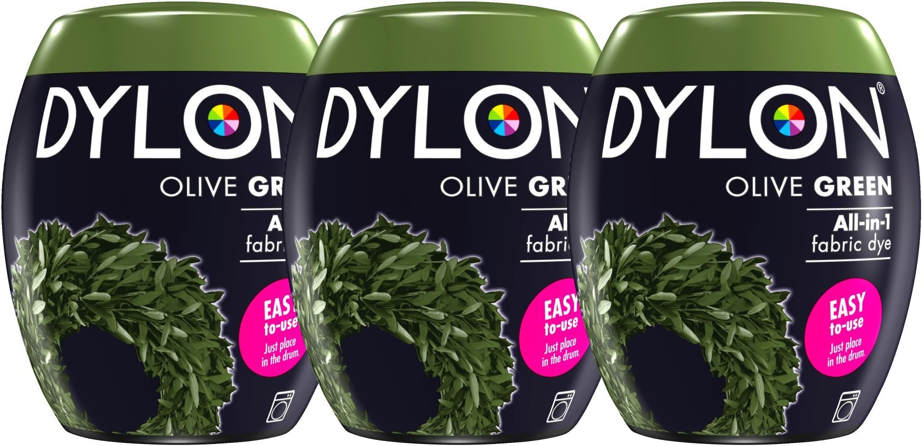 New Dylon 350g Olive Green Machine Dye Pod 3 Pack : Amazon.co.uk: Grocery