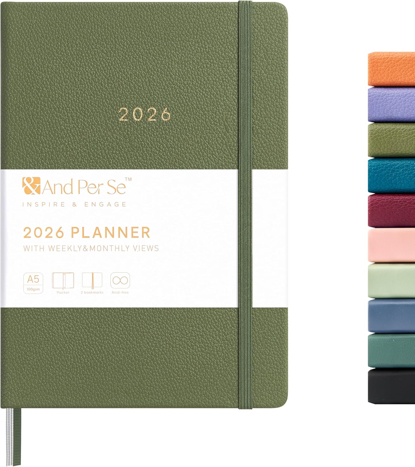 And Per Se 2026 Planner-Daily, Weekly & Monthly Leather Hardcover ...