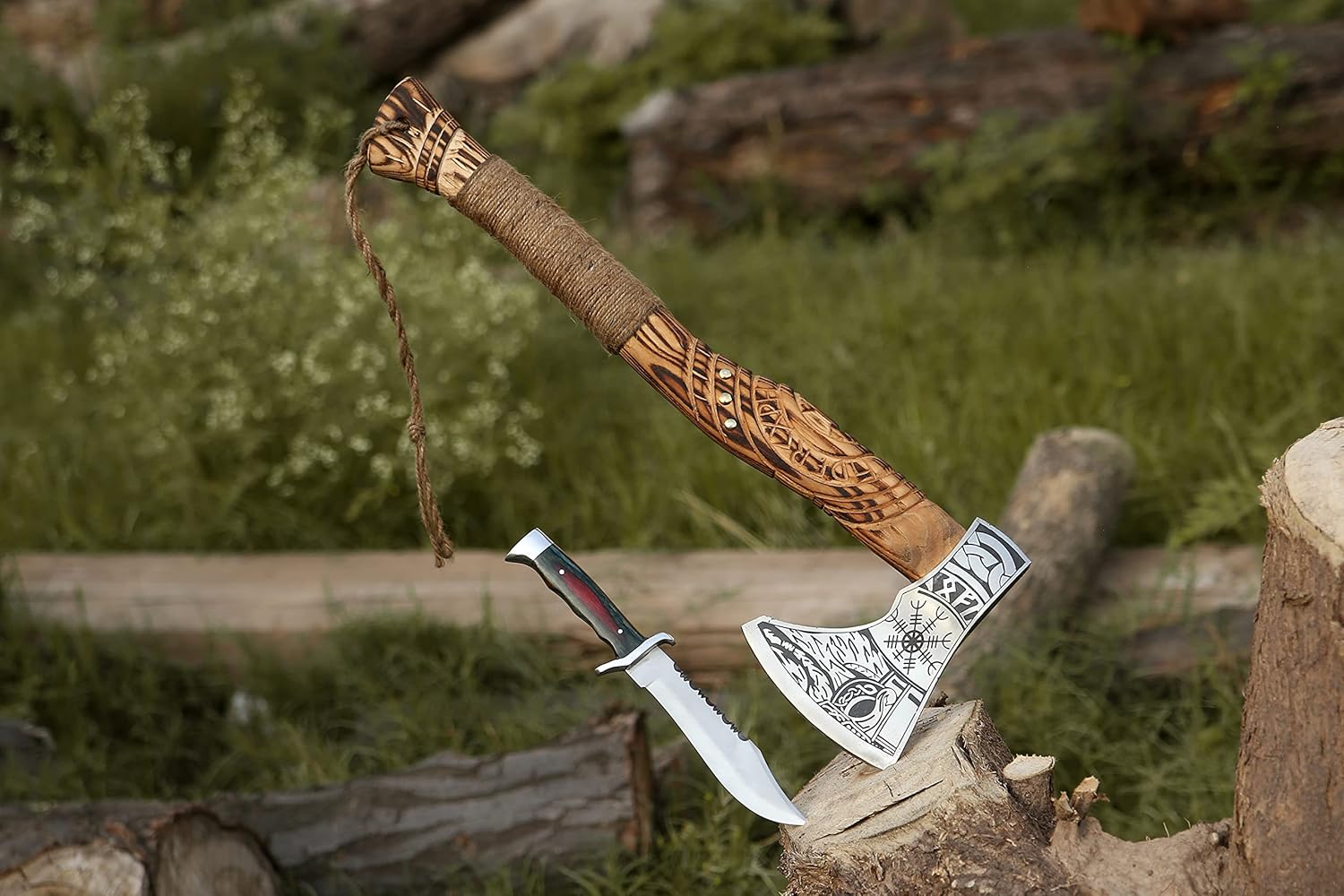 Amazon.com : Ahqaf | Handmade Viking Axe Hatchet, Hand Forged Wood ...