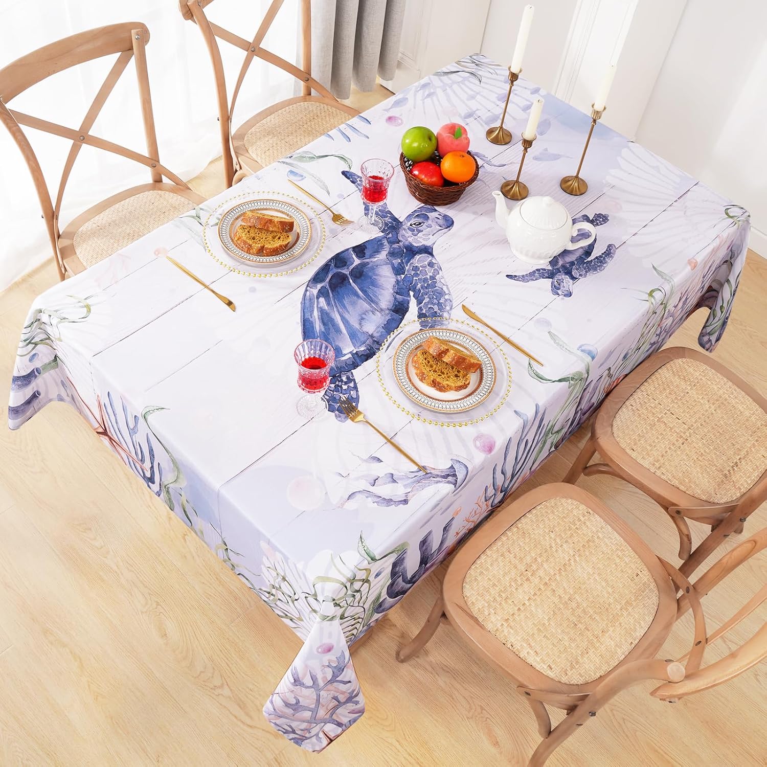 Amazon.com: ASPMIZ Coastal Tablecloth, Nautical Table Cloth, Ocean Sea ...