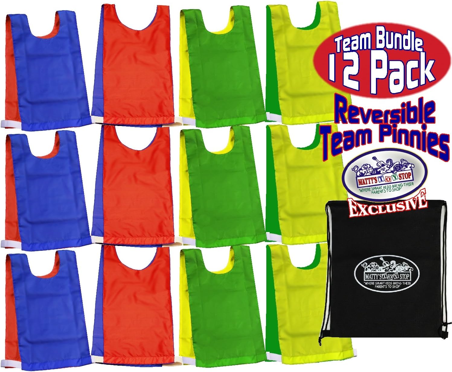 Amazon.com: Matty's Toy Stop Reversible Youth Sport Pinnies Red/Blue ...