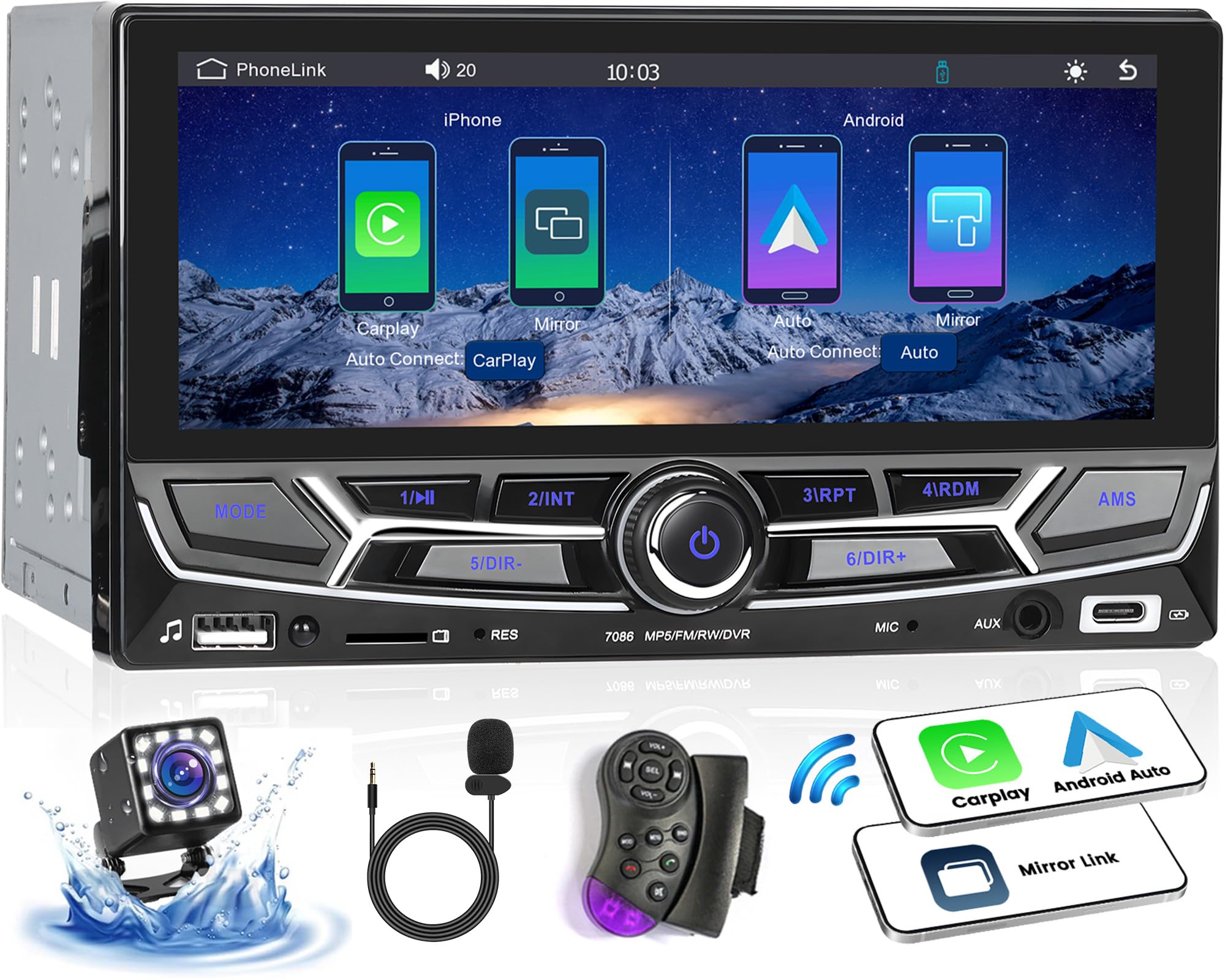 SIXTOP Universal Double Din Car Stereo 6.86 inch Touchscreen with ...