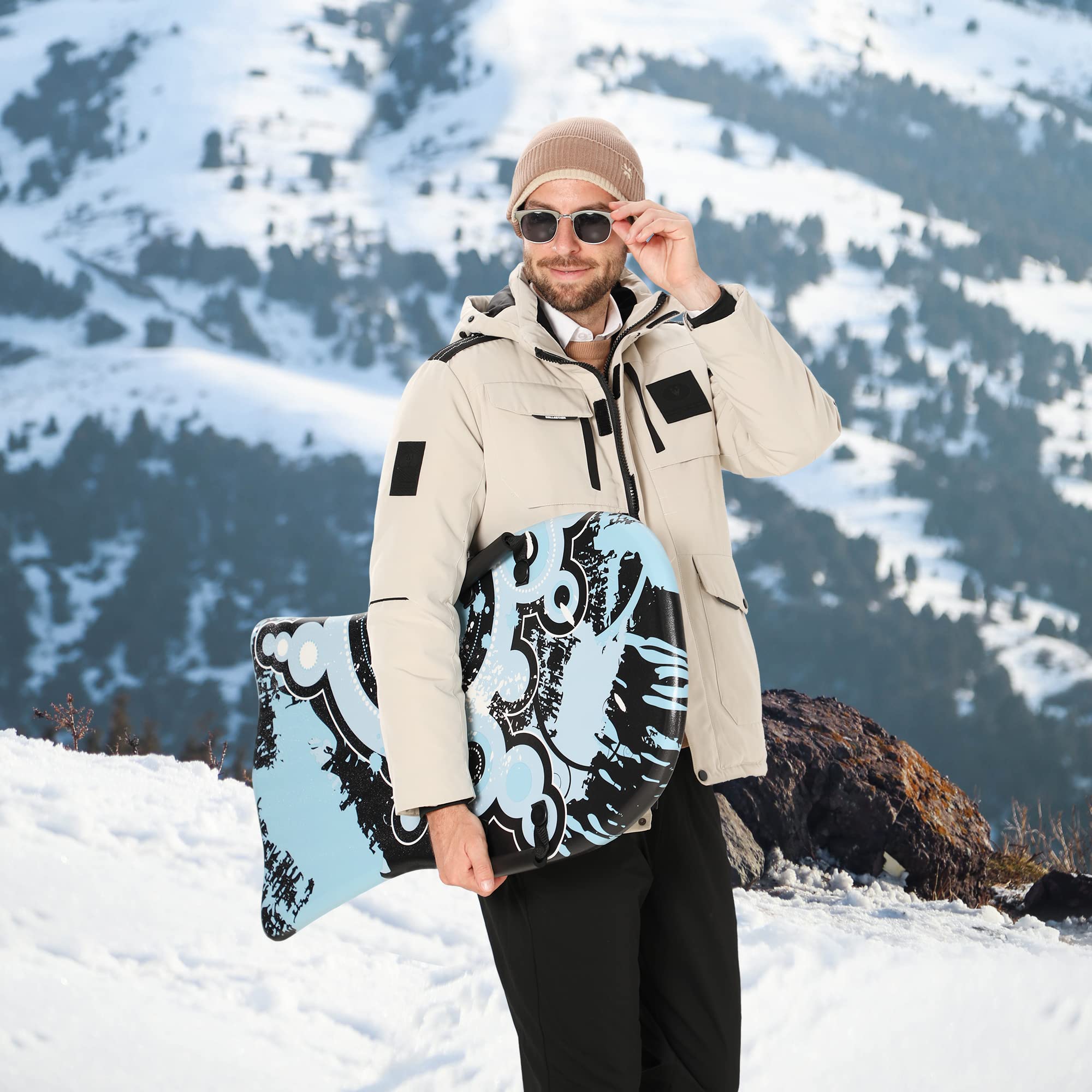 Snapklik.com : LETS CAMP 36" Snow Sled Board, 2-Pack Superior Foam ...