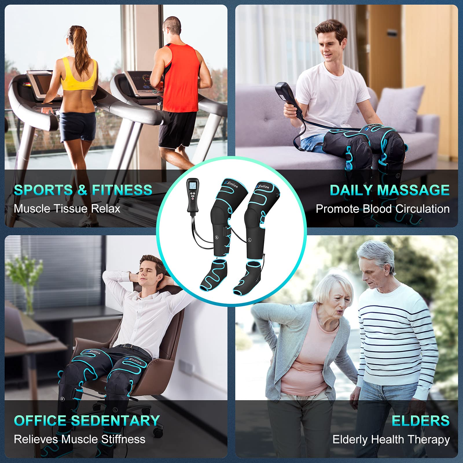 Buy Leg-Massager Compression for Thigh Calf Foot Massage, Muscles Pain ...