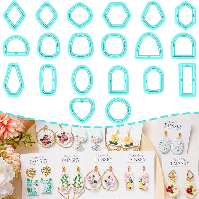 Amazon.com: TAINSKY Polymer Clay Cutters - 20 Shapes Frame Clay Cutters ...