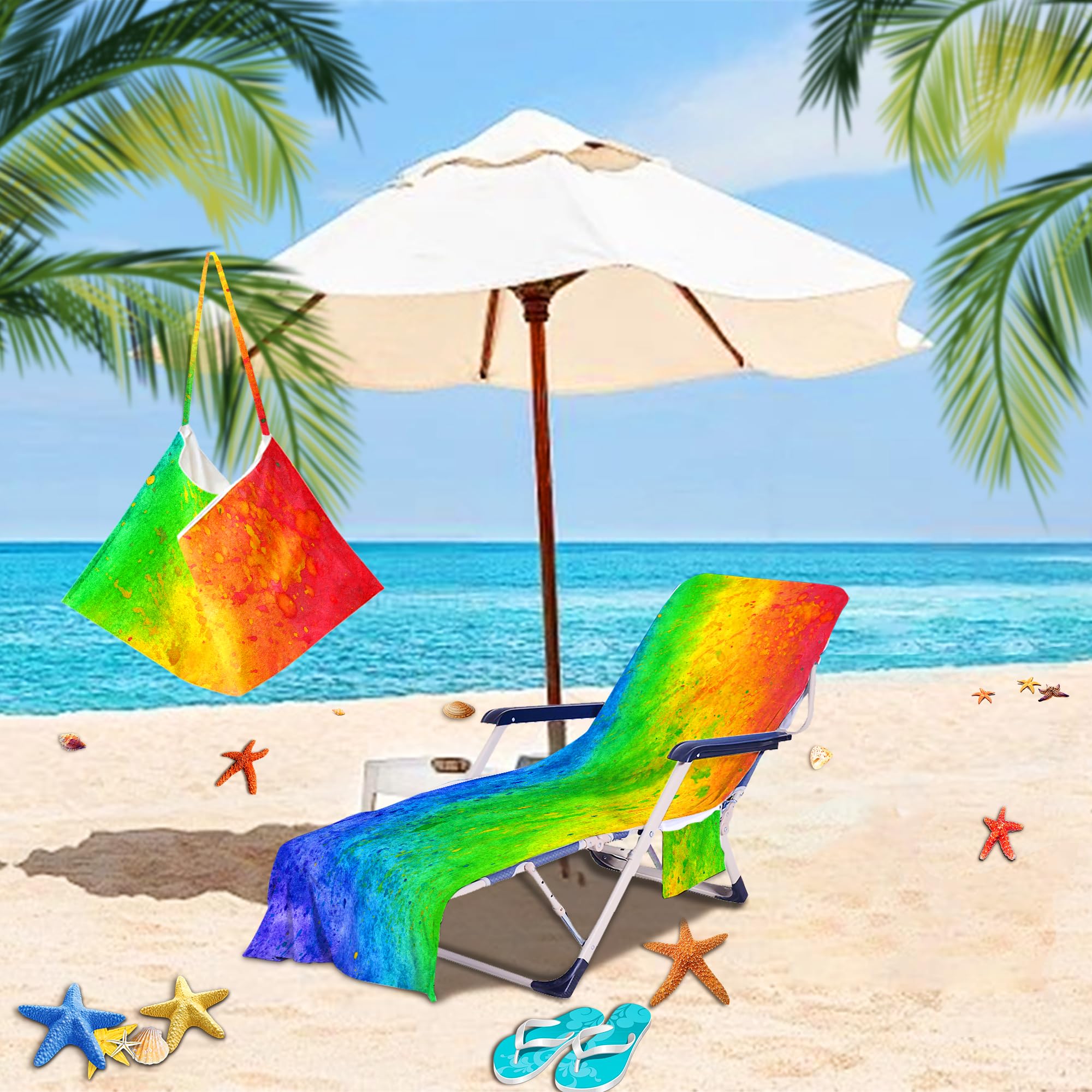 Amazon.com: Beach Chair Cover with Side Pockets Thick and Quick Dry ...