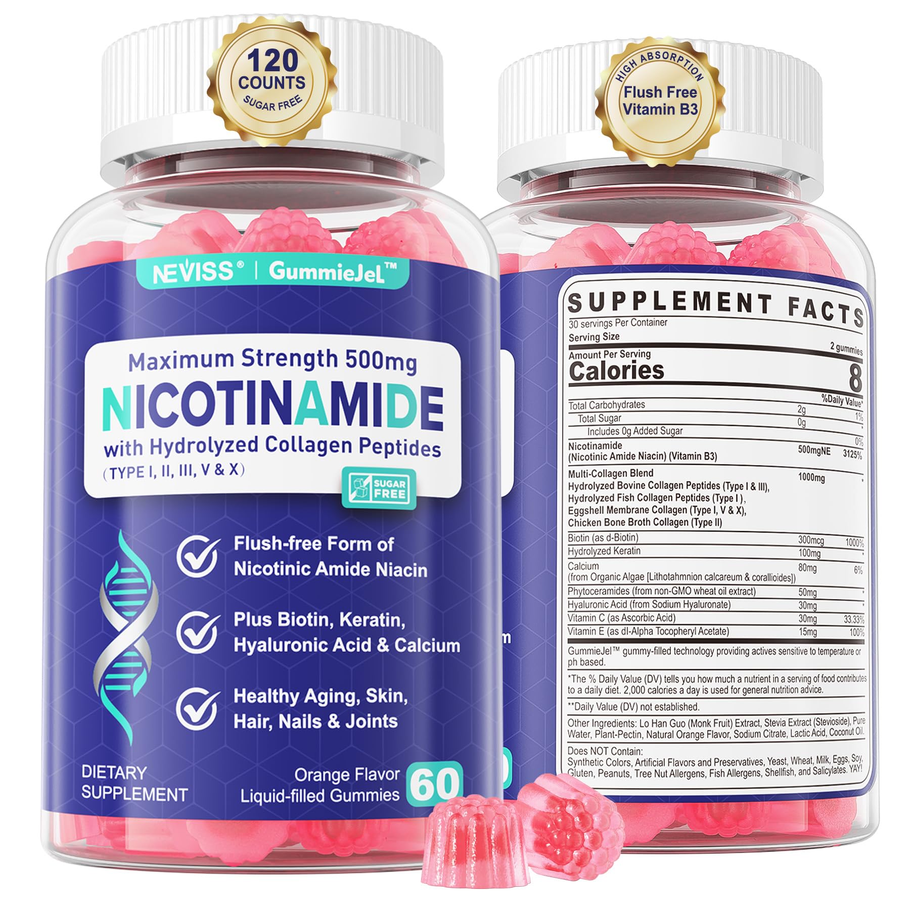 Amazon.com: Nicotinamide 500mg Filled Gummies, NAD+ Supplement w ...