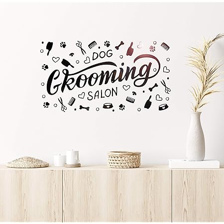 Amazon.com: Vinyl Wall Decal Dog Wash Pet Grooming Salon Logo Stickers ...