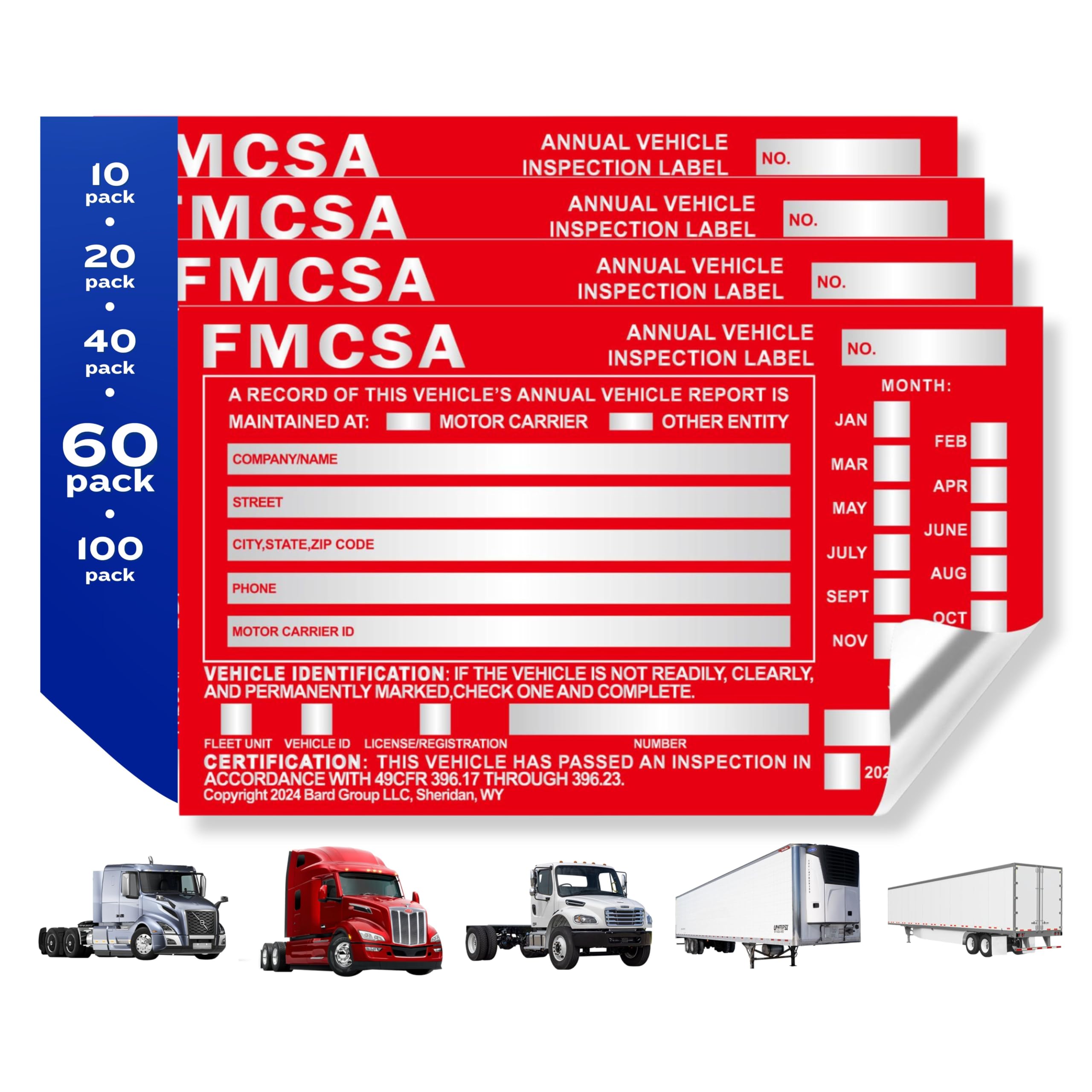 DOT Compliant Carbonless Annual Inspection Report Forms 30-Pack Annual ...