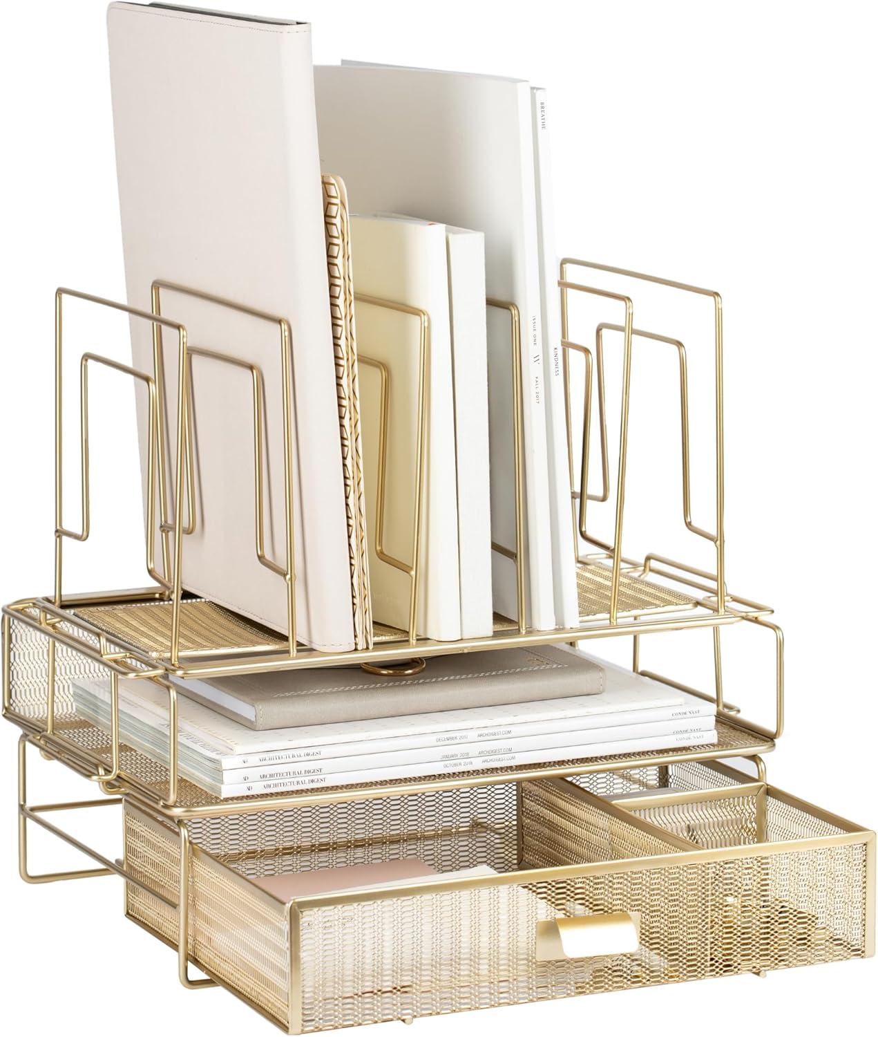 Amazon.com: BLU MONACO Gold Desk Organizer, Gold Desk Accessories Set for Women, Includes ...