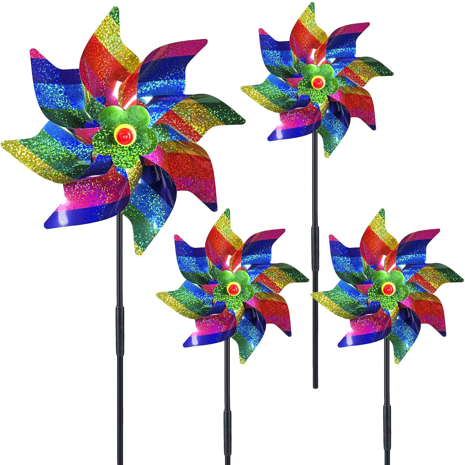 Amazon.com: HUOZHI 9.4inch Reflective Pinwheels 4pcs Rainbow Wind ...