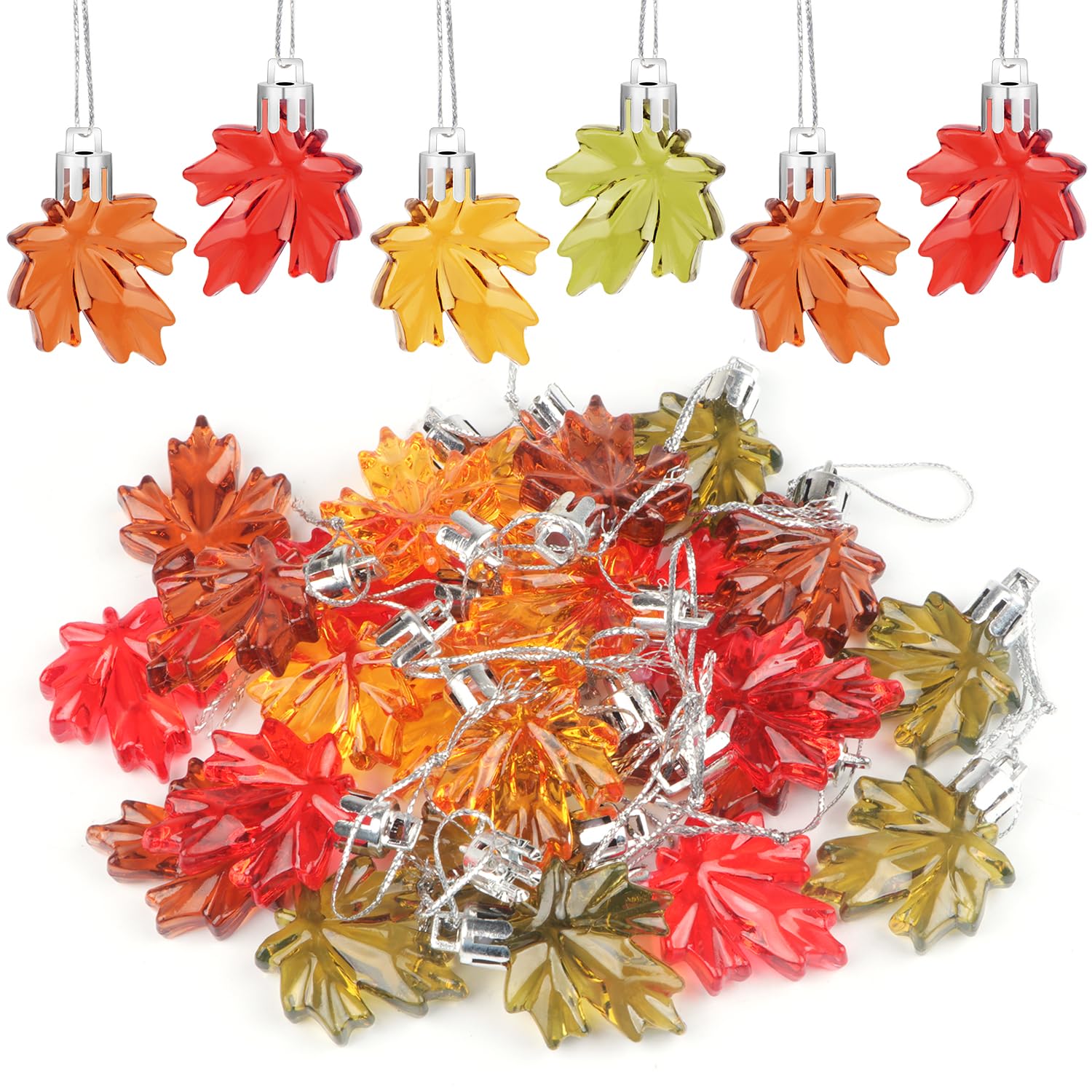 Amazon.com: YiYa Acrylic Leaves Ornaments Thanksgiving Plastic Maple ...
