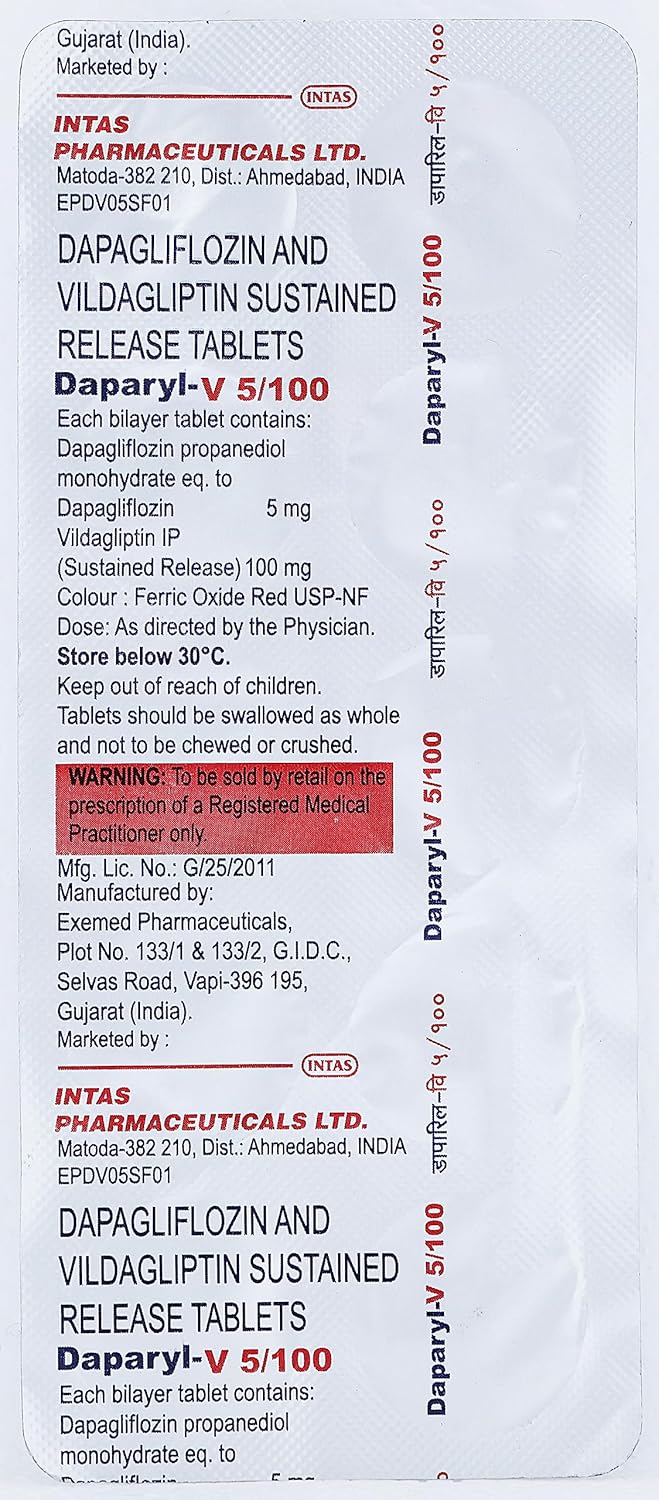 Daparyl-V 5/100 - Strip of 10 Tablets : Amazon.in: Health & Personal Care