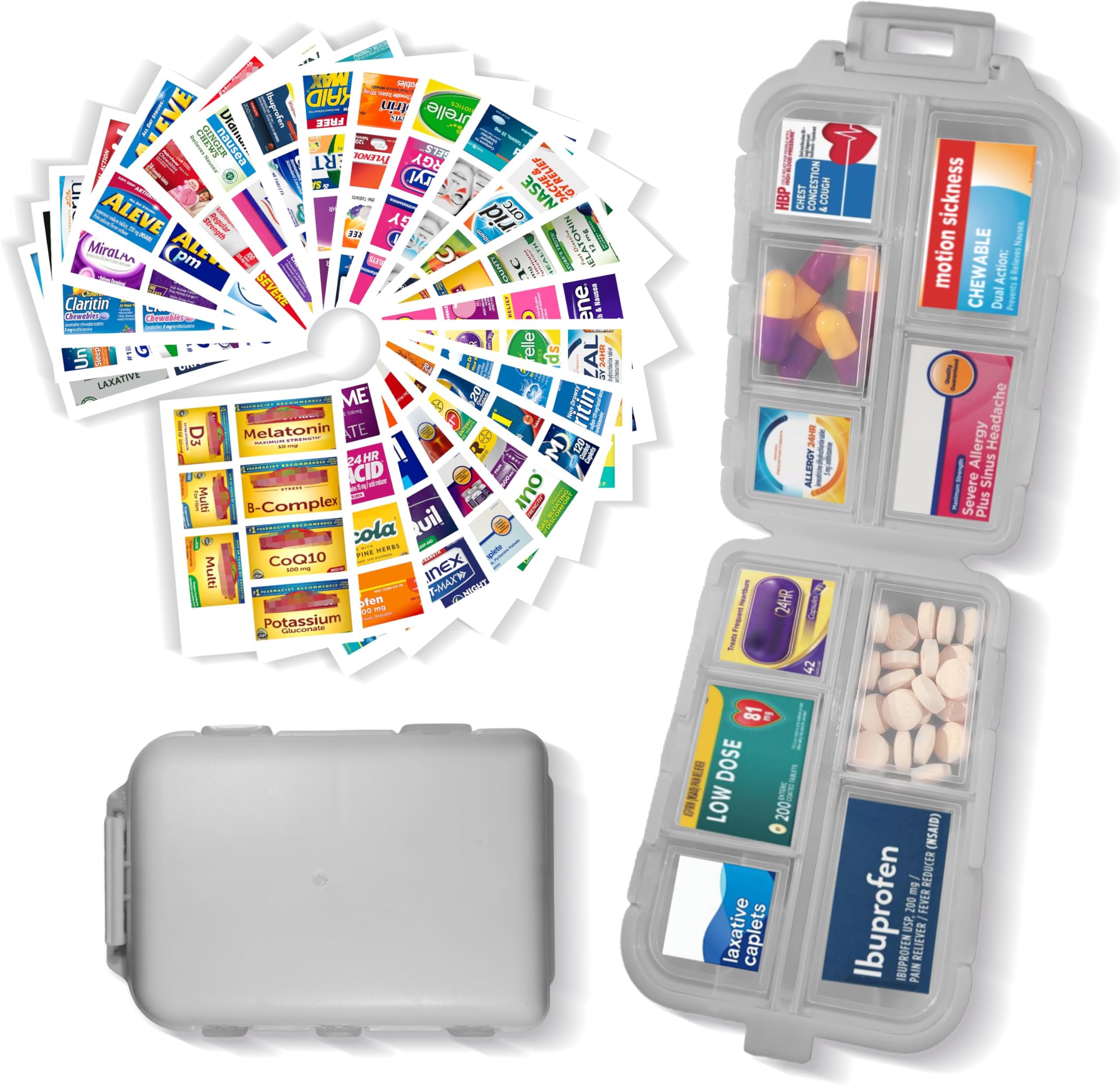 Amazon.com: Pill Organizer with Medicine Labels 161 Labels Travel Daily ...