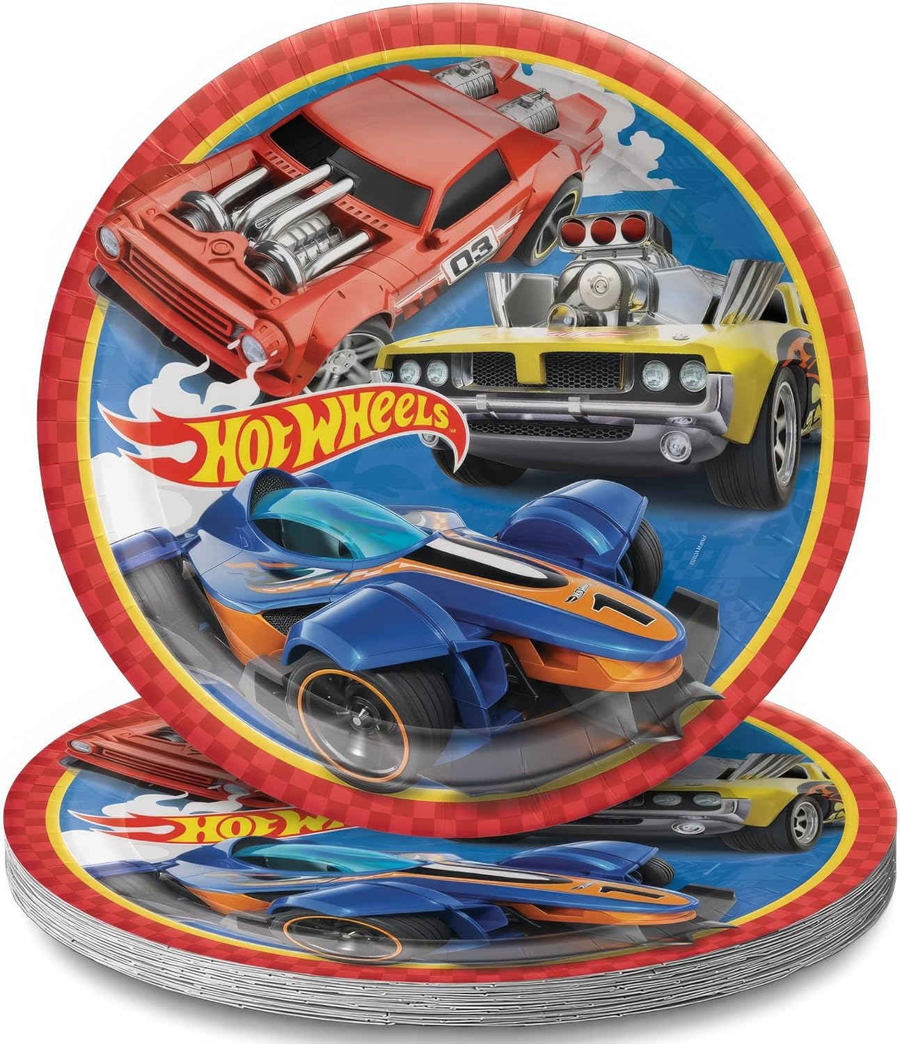 Amazon.com: Amscan Multicolor Hot Wheels Round Paper Plates (9") Pack ...