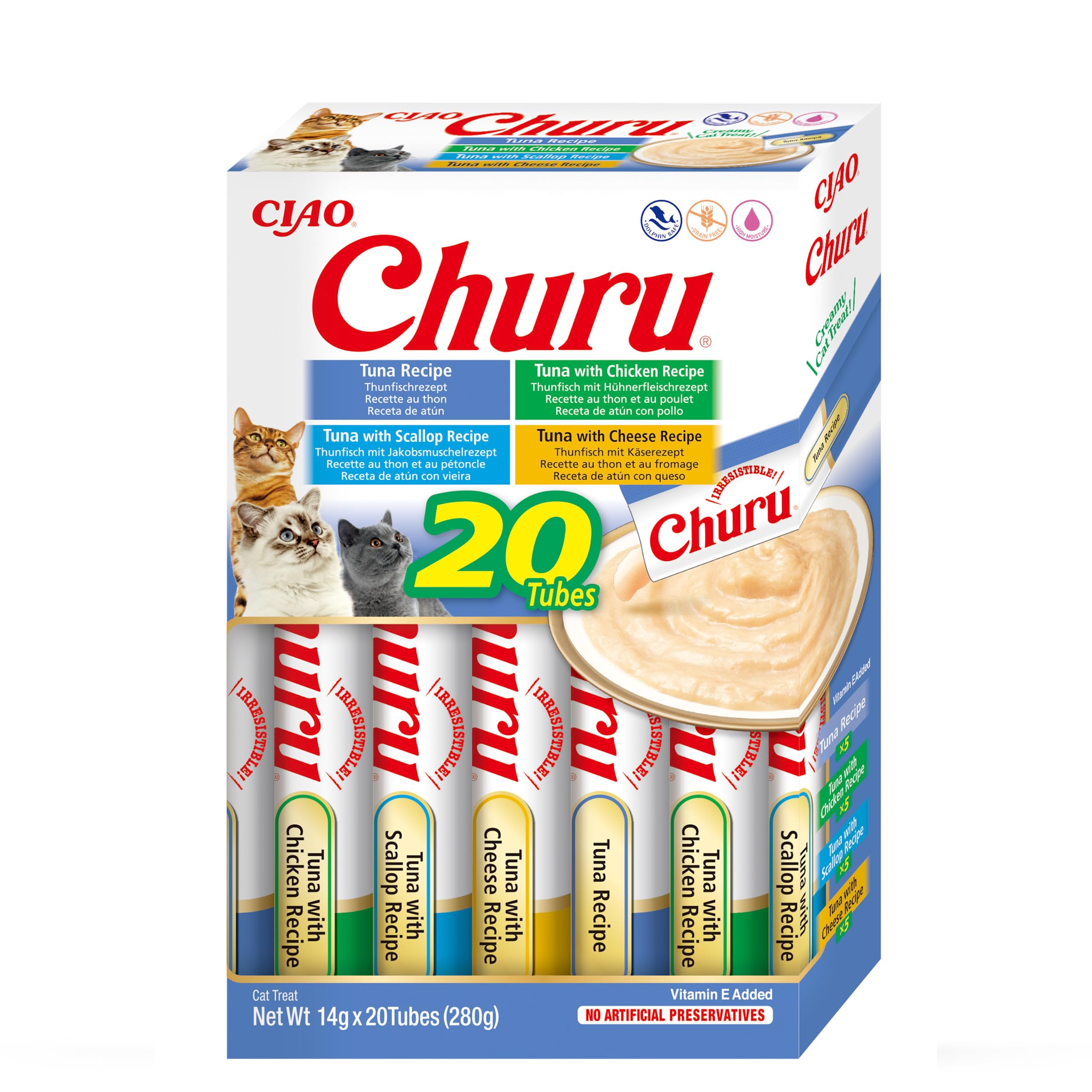 Churu by INABA Cat Treat - Tuna Variety Box - 1 Pack (20 x 14g total ...