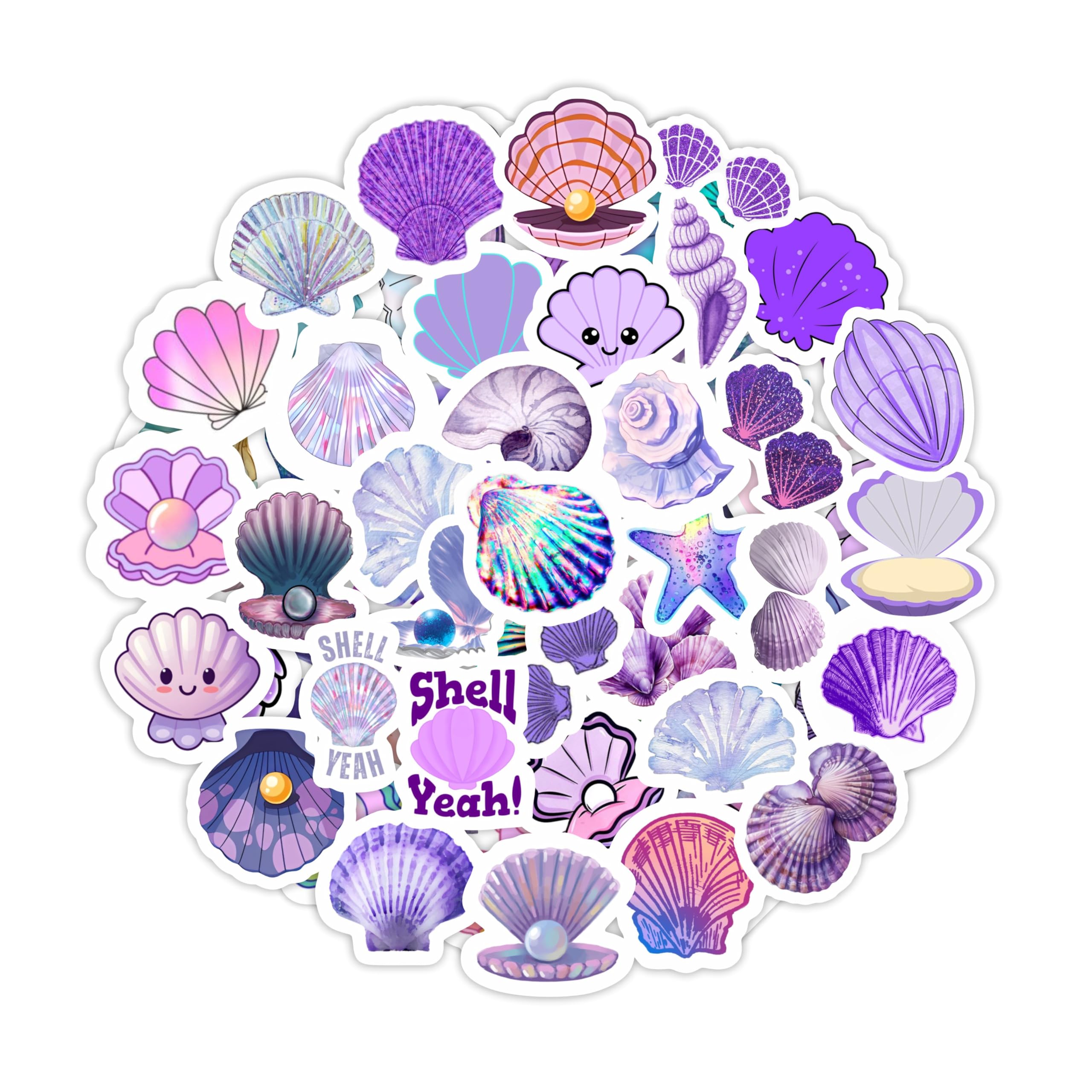 Amazon.com: Purple Sea Shell Stickers for Water Bottle and Laptop ...
