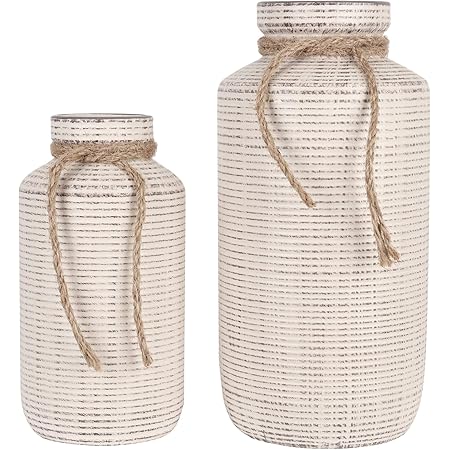 Amazon.com: 3Pcs Ceramic Vases, Rustic Decorative Flower Vases Set for ...