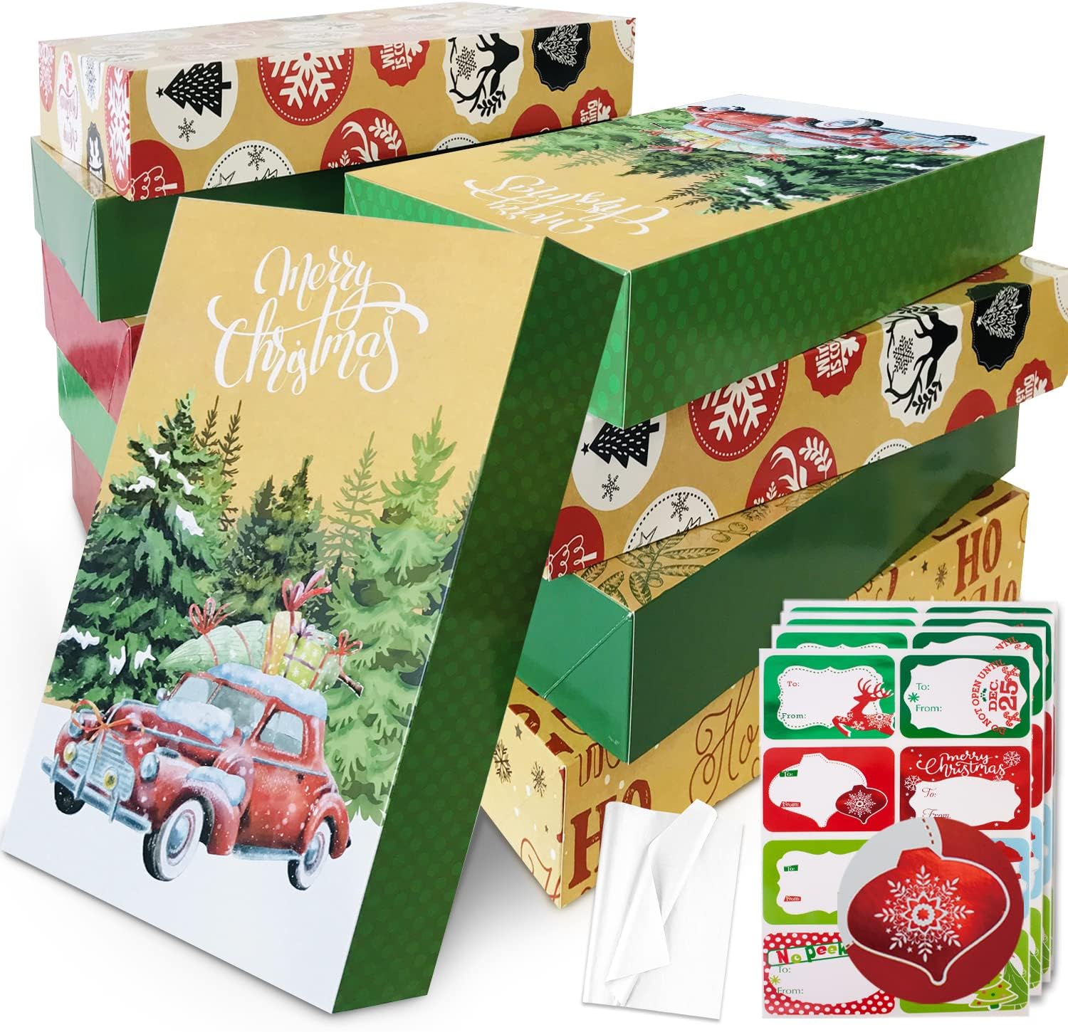 Amazon.com: 12 Large Christmas Gift Wrap Boxes bulk with Lids, 12 ...