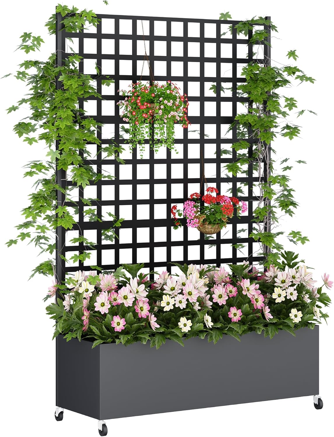 Amazon.com: Sunnibety Metal Planter Box with Trellis Privacy Screen ...