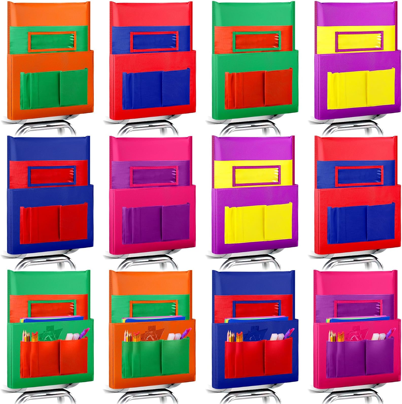 Amazon.com : Tisancy 12 Pcs Chair Pockets for Classroom 15" x 19" Seat ...