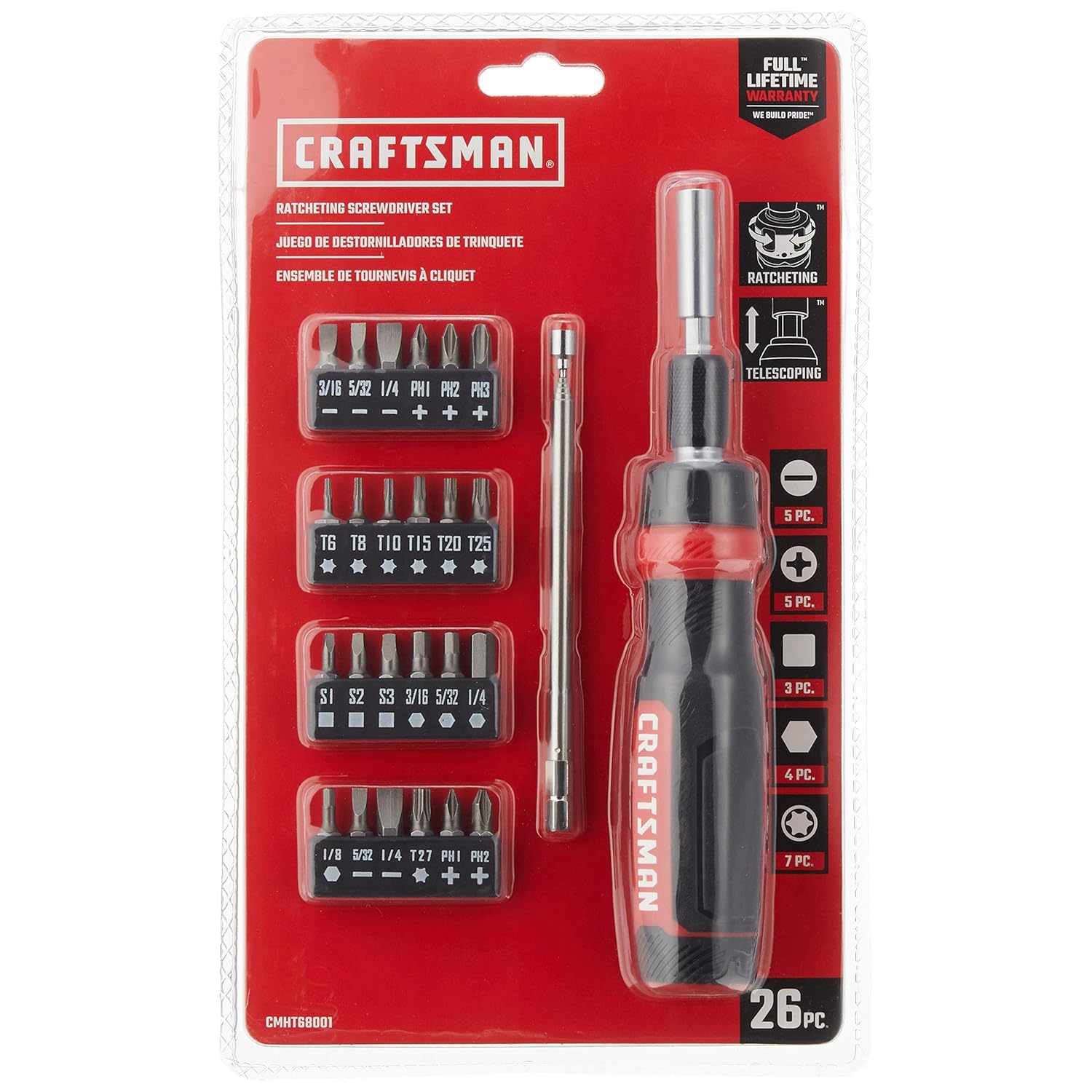 Craftsman Ratcheting Screwdriver Set, 26-Piece (Cmht68001)