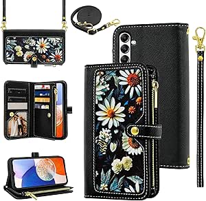 Amazon.com: Furiet Floral Wallet Case for Samsung Galaxy A16 5G/4G with Wrist Strap Shoulder ...