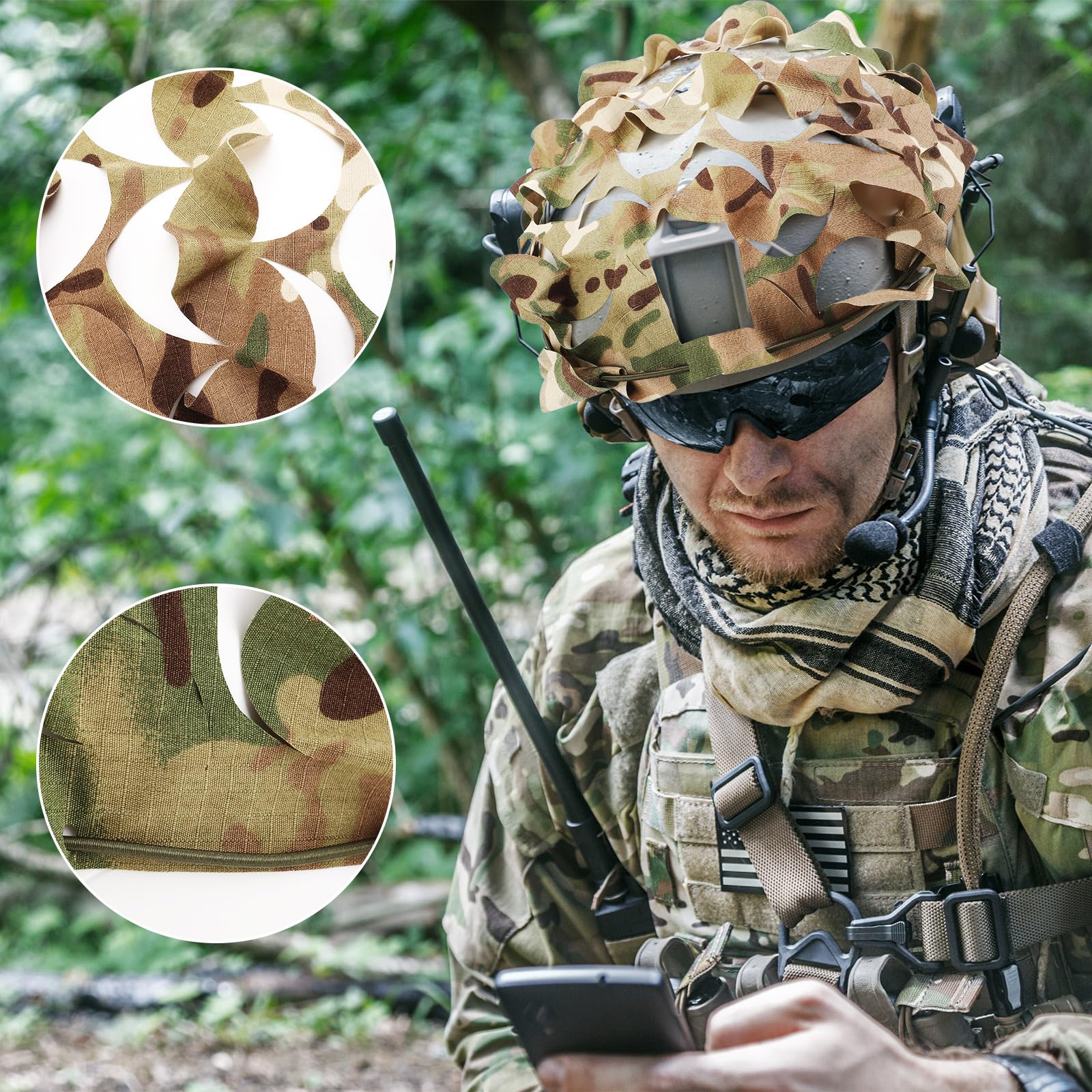 Snapklik.com : Motionchic 4 Pcs Helmet Cover Tactical Scrim Airsoft ...