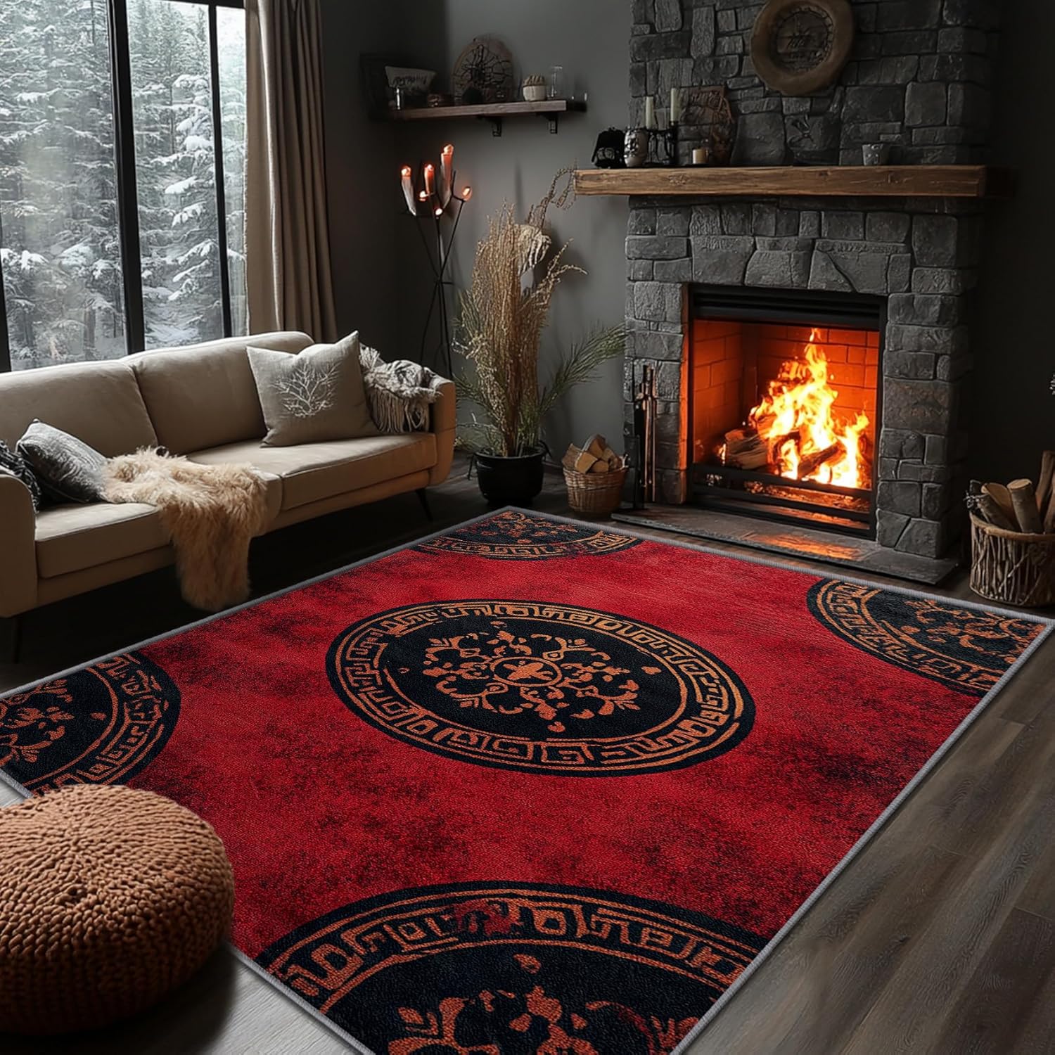 Amazon.com: Yoozitrees Rustic Rugs for Living Room - Oriental Rug, 7x9 ...