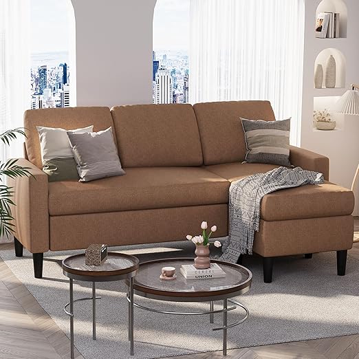 Amazon.com: JAMFLY L Shaped Couch Sofa for Living Room, Small Sectional ...