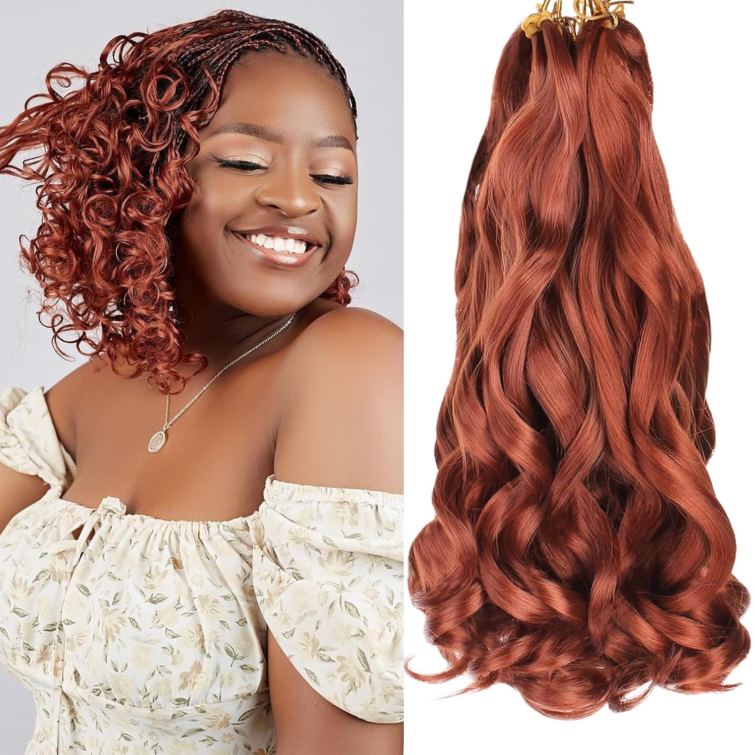Amazon.com : COOKOO 9 Packs Ginger French Curl Braiding Hair 10 Inch ...