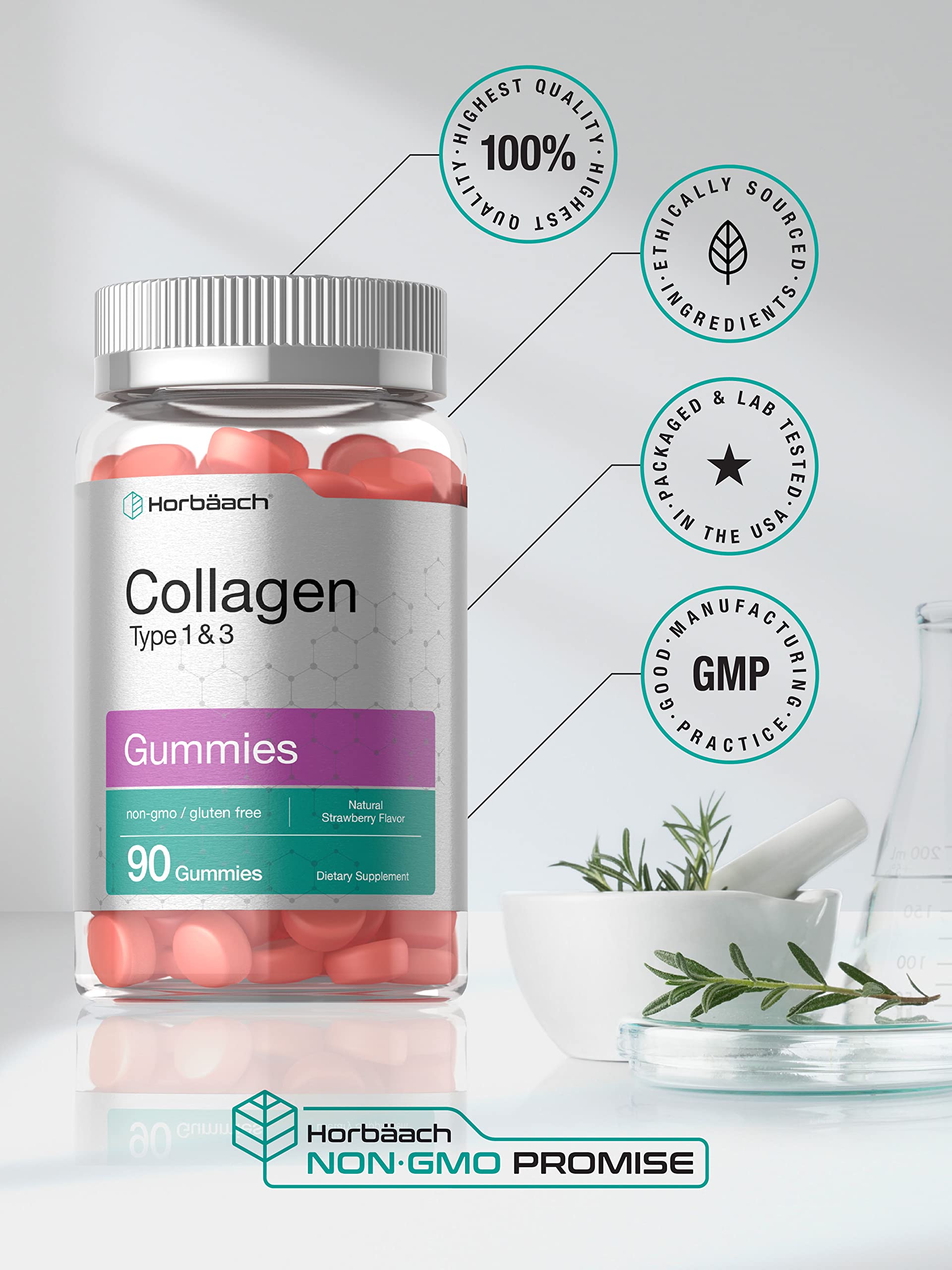 Snapklik.com : Horbaach Collagen Gummies 90 Count Strawberry Flavored ...