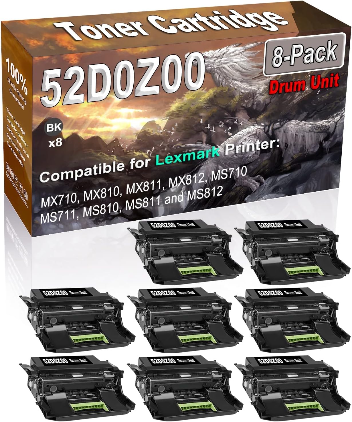 Amazon.com: SINIYA 8-Pack Compatible High Capacity 520Z 52D0Z00 Laser ...