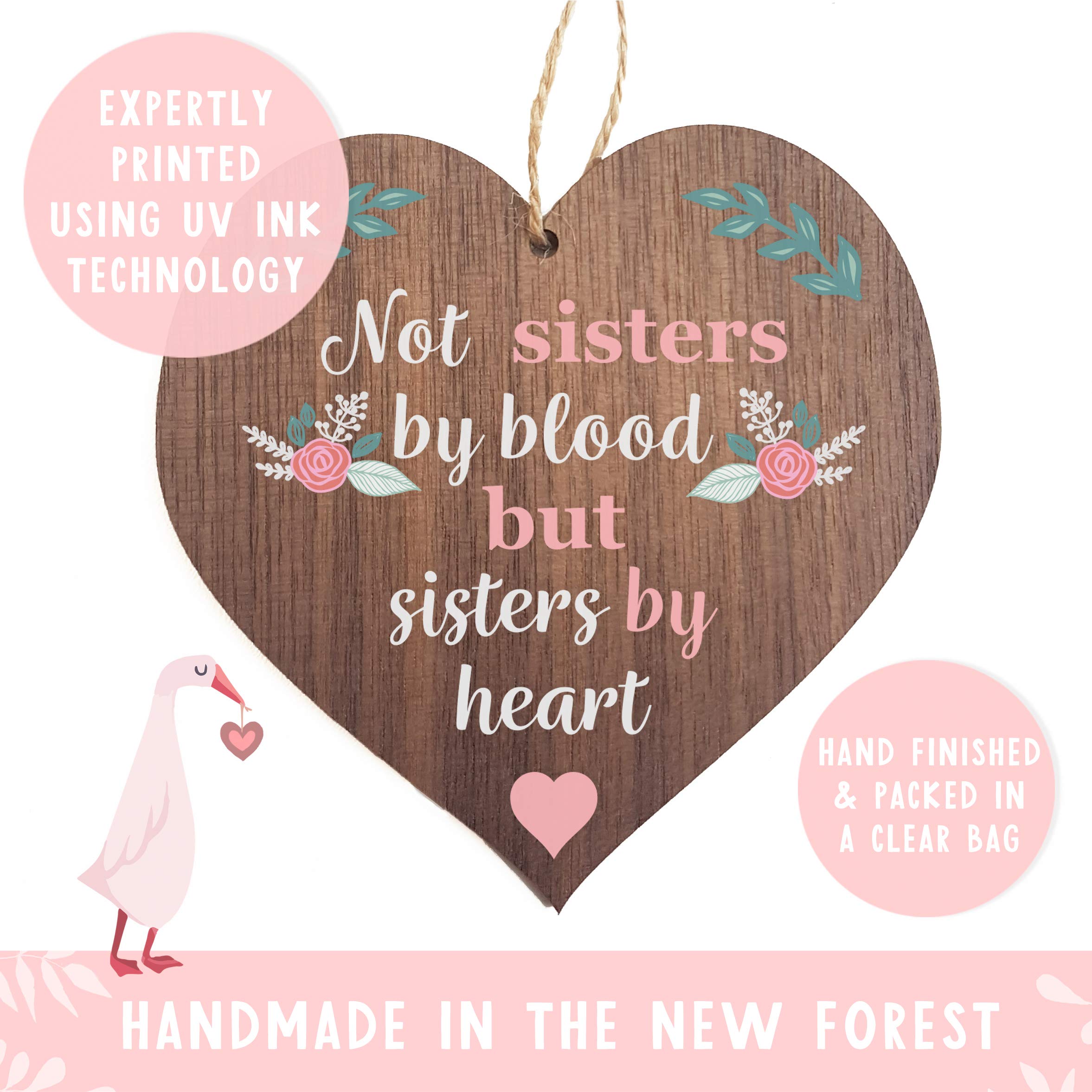 Manta Makes Sister Wooden Best friend Hanging Heart Plaque | Friendship ...