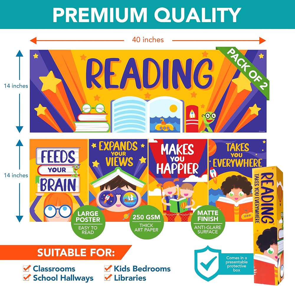 Decorably 40x14 Reading Banner for Classroom - Liberia | Ubuy