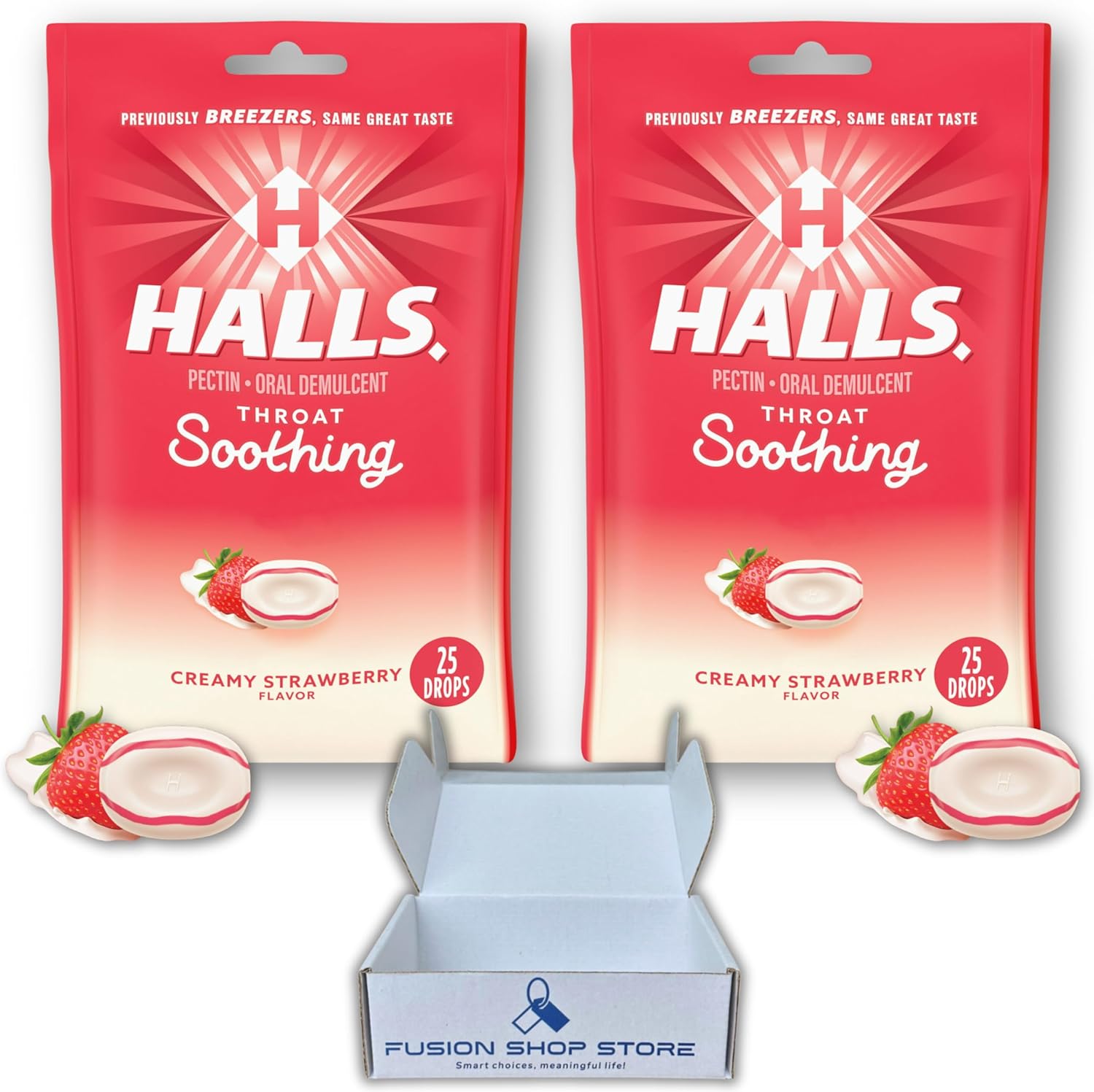 Amazon.com: Halls Breezers Creamy Strawberry Throat Drops (Formerly ...