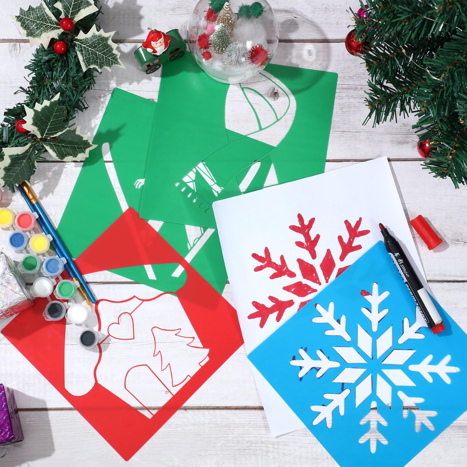 Snapklik.com : 24 Pcs Winter Stencil Set 8 X 8 Inch Plastic Snowflake ...