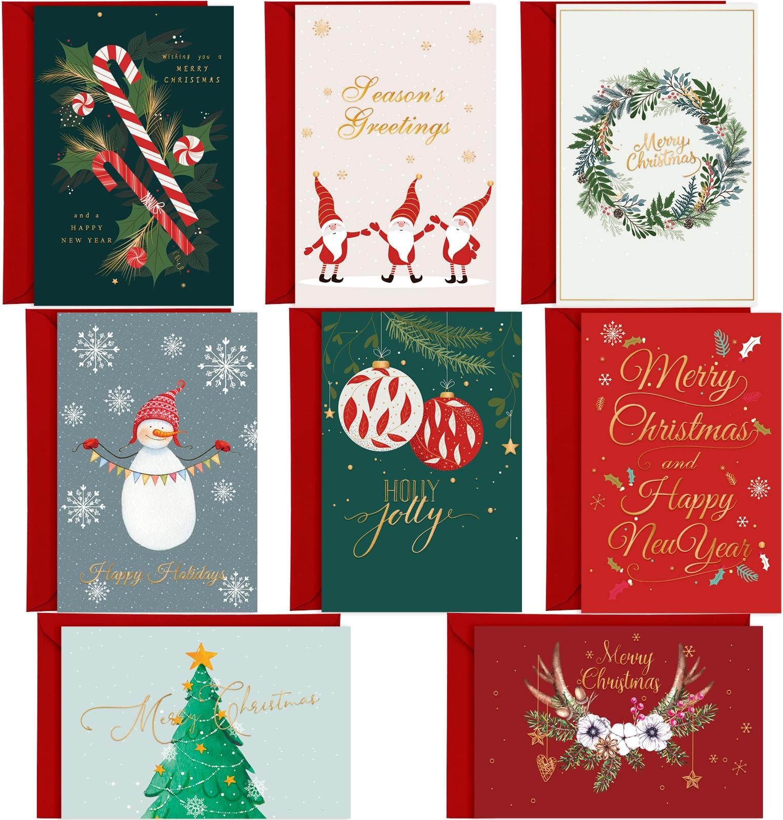 Amazon.com : Christmas Cards Assortment, 24Pack Christmas Greeting Card ...