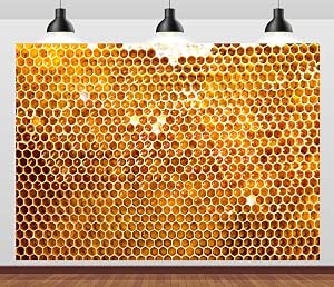 Amazon.com : CORFOTO 12x8ft Fabric Honeycomb Honey Backdrop Yellow ...