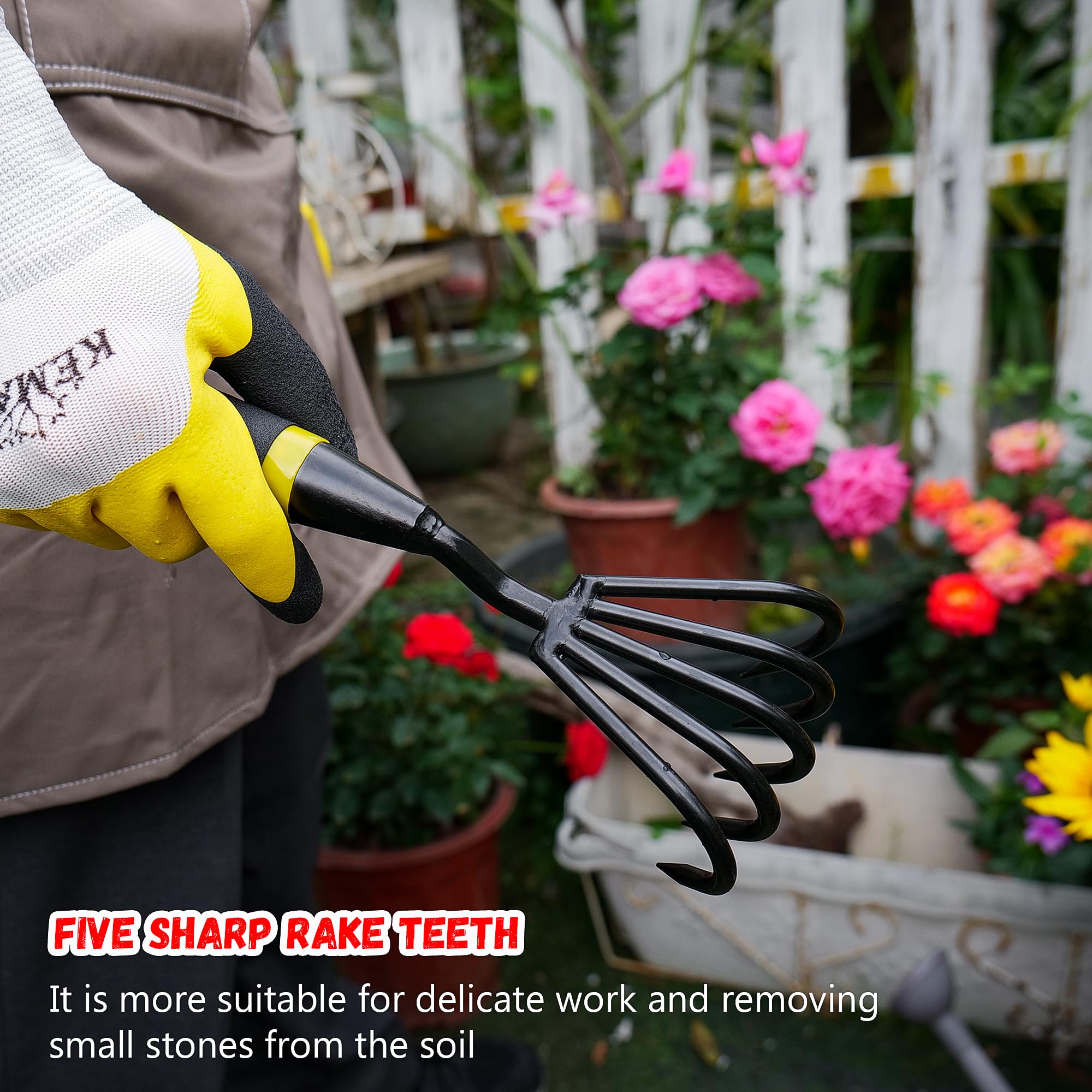 Weeding Tool Stainless Steel Hand Rake Cultivator - 4-Claw Garden Tool ...