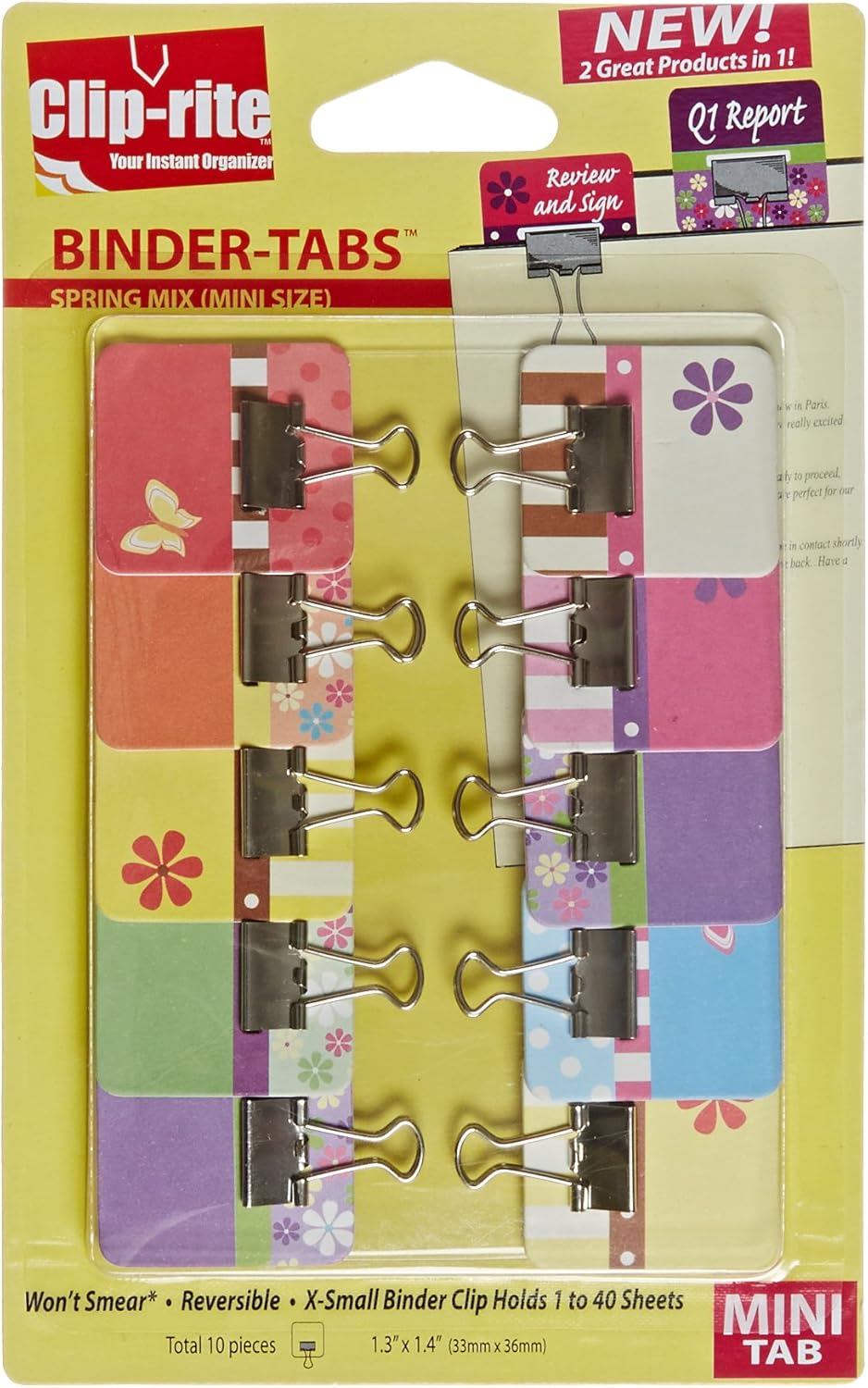 Clip-rite Binder-Tabs Aktenordner, Mini, Feder, sortiert, 10 Stück (CRT ...