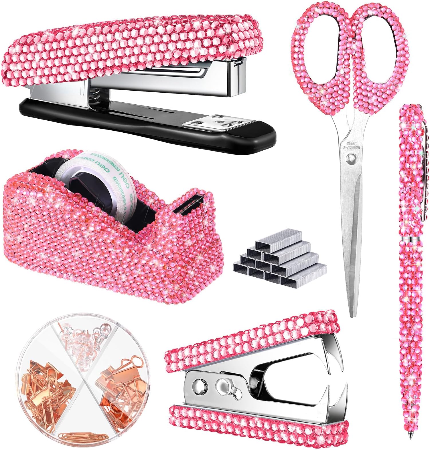 Amazon.com : Demissle 6 Pcs Bling Office Desk Accessories Set Crystal ...