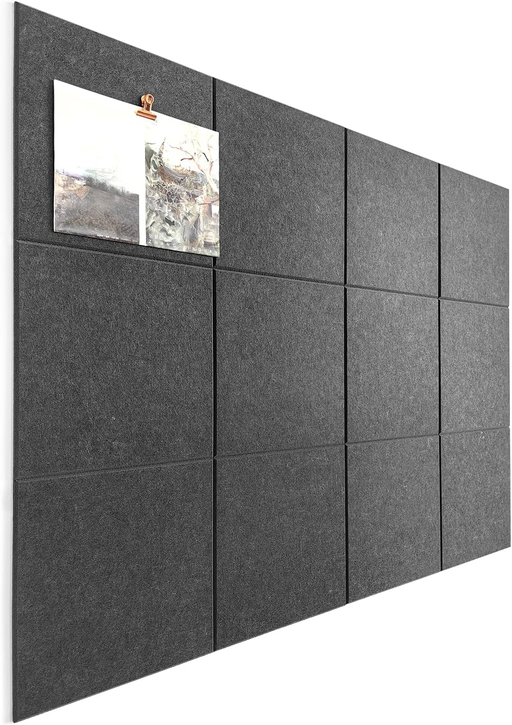 DECORITA Black Cork Board 47"x35" - 12 Pack Felt Wall Tiles with Safe ...