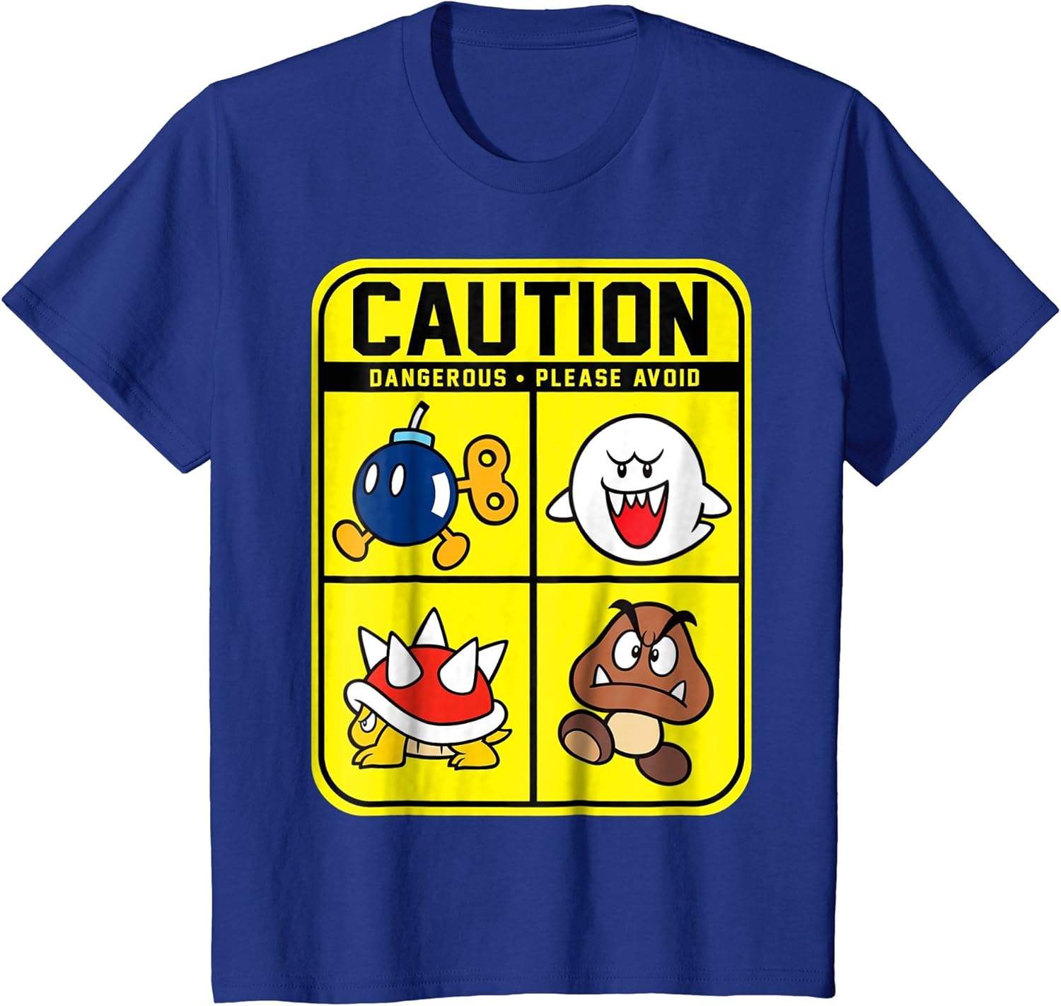 Amazon.com: Nintendo Super Mario Caution Dangerous Foes Graphic T-Shirt ...
