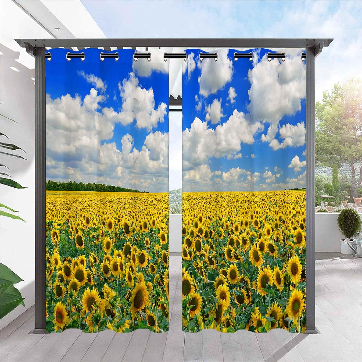 Amazon.com: ANHOPE Outdoor Curtains Waterproof Grommet Privacy Drapes ...