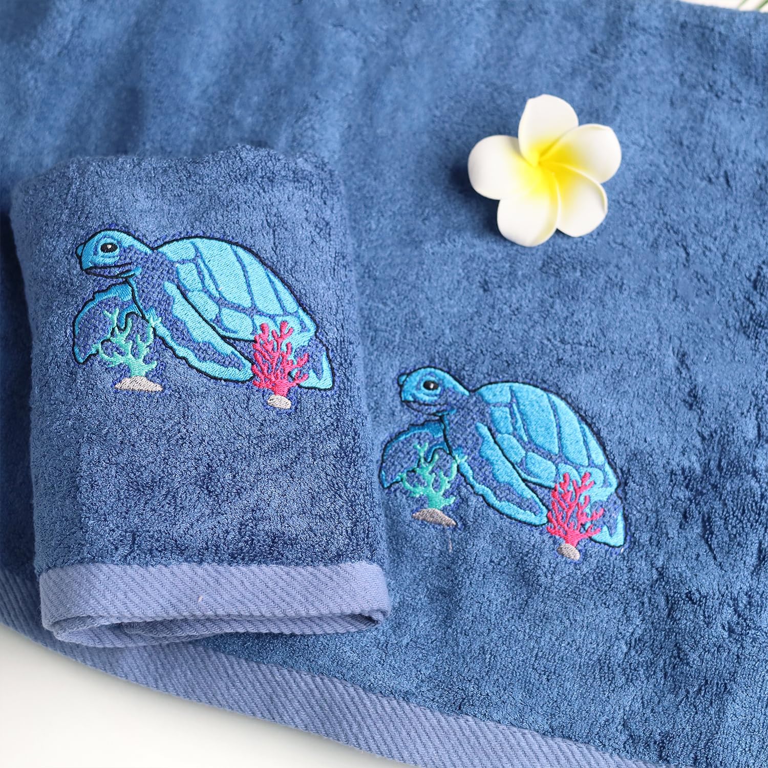 Amazon.com: Mellozen - Embroidered Towels Sea Turtle Set of 2 ...