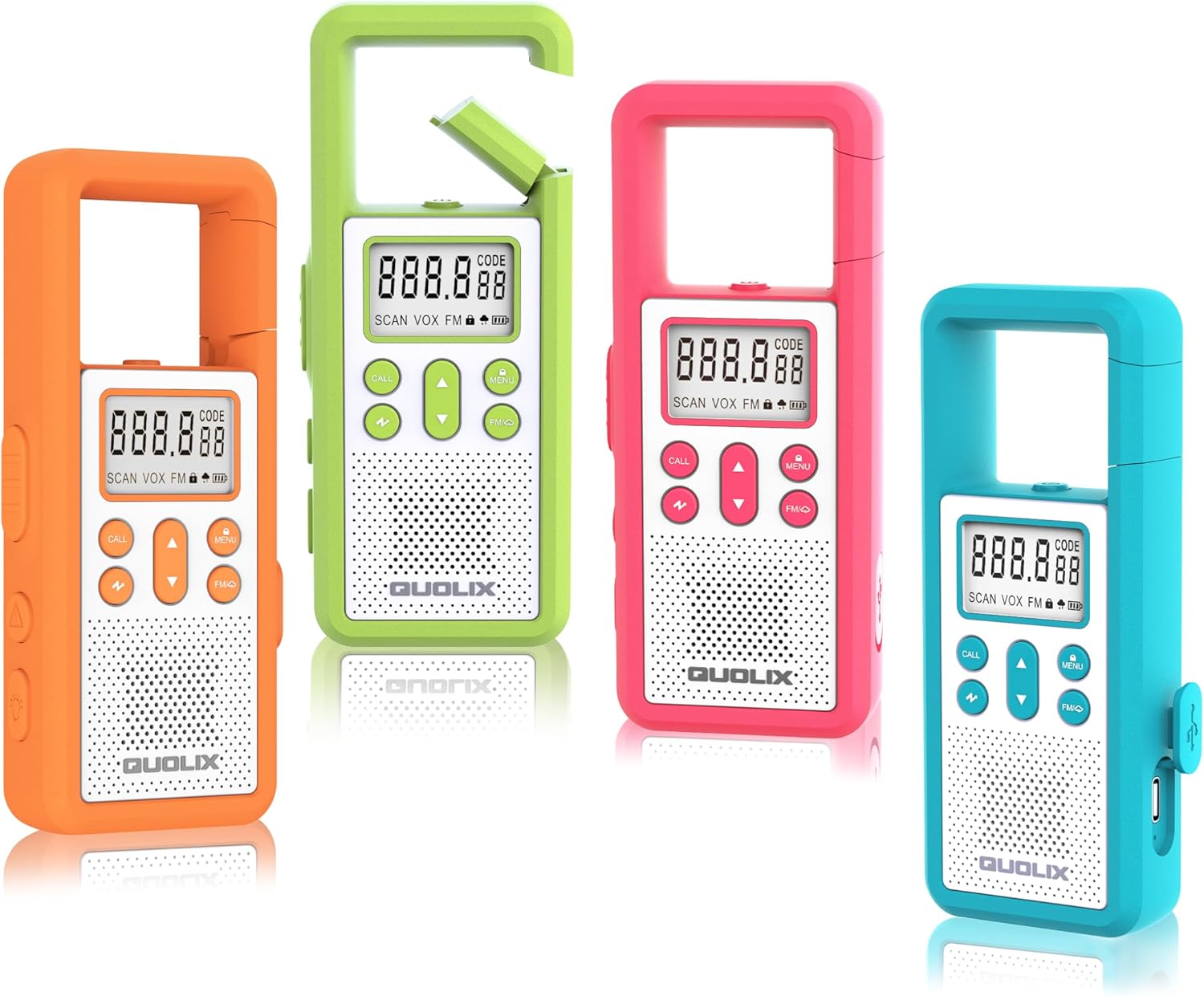 Amazon.com: Long Range Rechargeable Walkie Talkie 4-Pack with FM/NOAA ...